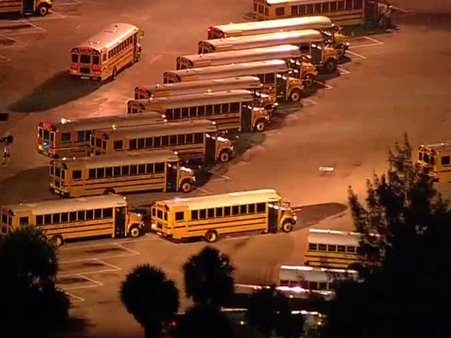 PBC school buses, crossing guards practicing