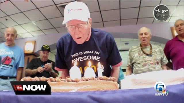 100-year-old man celebrates birthday