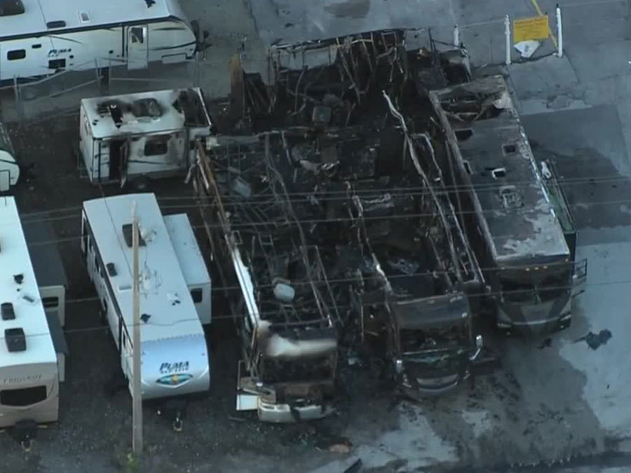 Multiple RVs destroyed by fire at Palm Beach County business - wptv.com